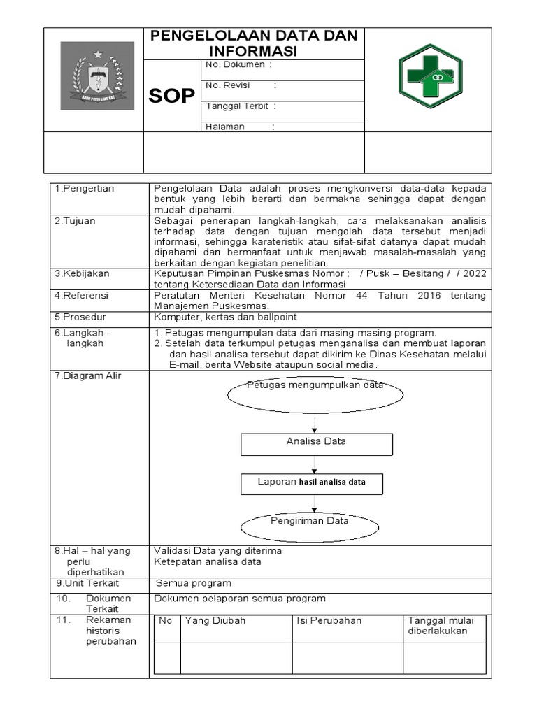 Sop Pengelolaan Data Dan Informasi | PDF
