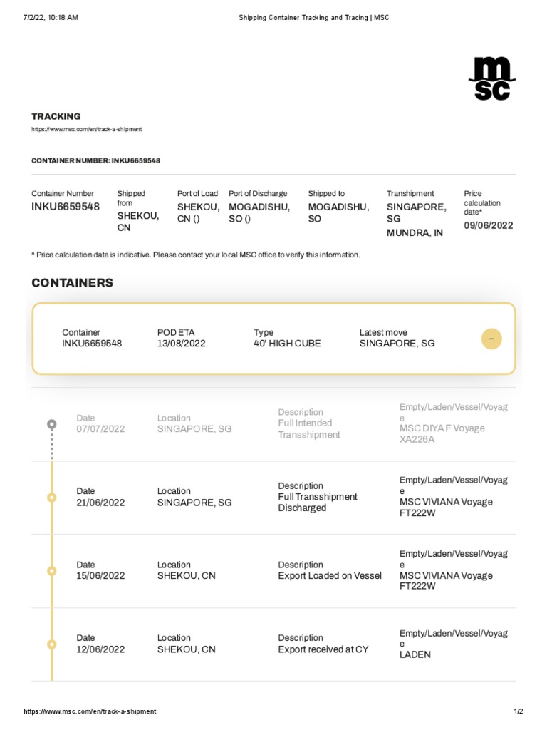 Container Tracking: Shekou to Mogadishu | PDF | Freight Transport ...