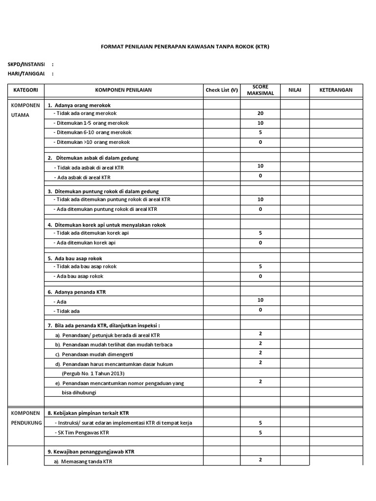 Form Penilaian KTR | PDF