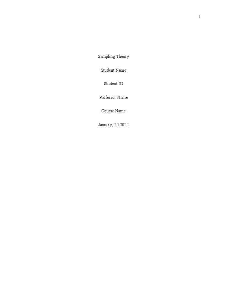Sampling Theory Pdf Statistics Sampling Statistics