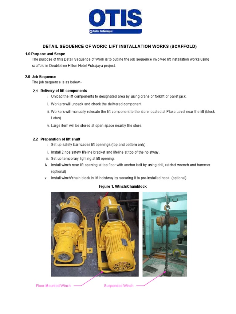 Method of Statement - Lift Installation 53NEB985 Rev 1 | PDF ...