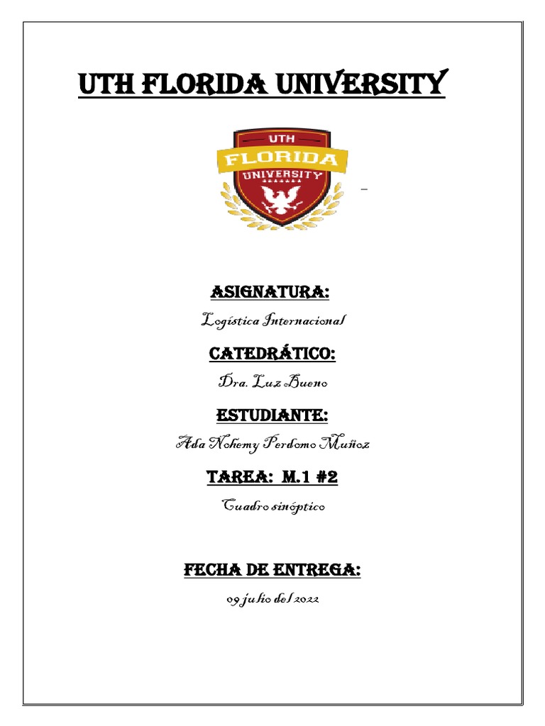 UtH FLORIDA University Tarea Mod. 1.2 | PDF | Logística | Inventario