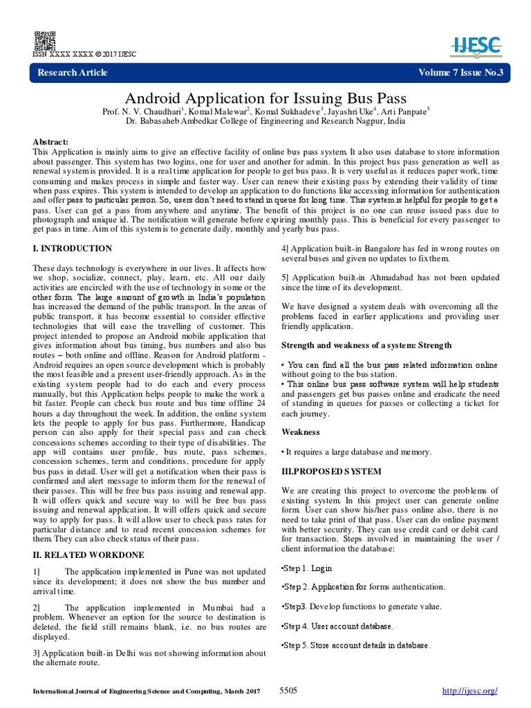 Android Application For Issuing Bus Pass | PDF | Application Software | Android (Operating System)