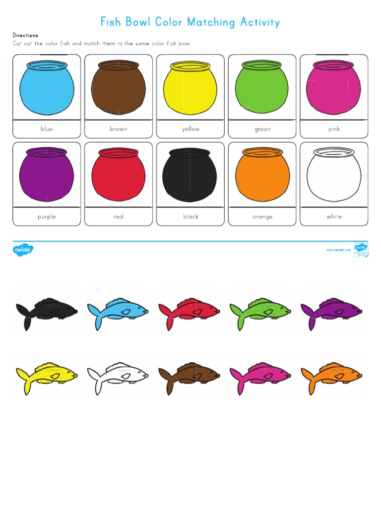 Us A 147 Fish Bowl Color Matching Activity Mat English | PDF