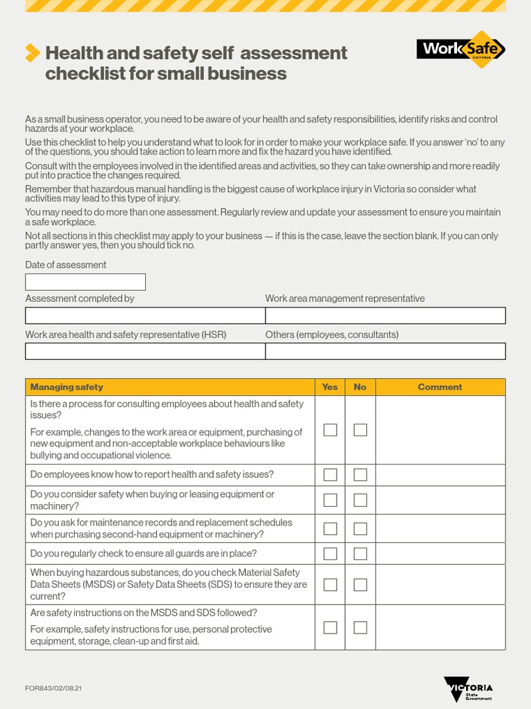 Small Business Health & Safety Checklist | PDF | Occupational Safety ...