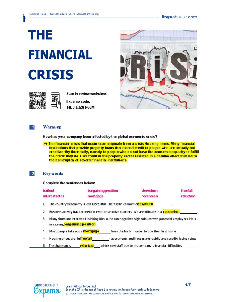 THE Financial Crisis: Warm-Up | PDF | Financial Crisis Of 2007–2008 ...