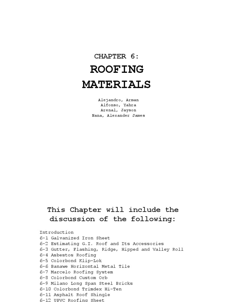 Group 6 - Roofing Materials | PDF | Asbestos | Roof