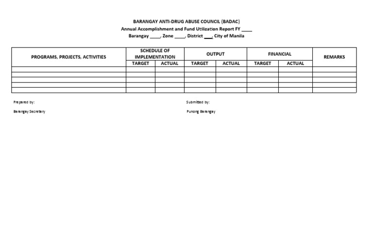 Annual BADAC Accomplishment and Fund Utilization Report | PDF