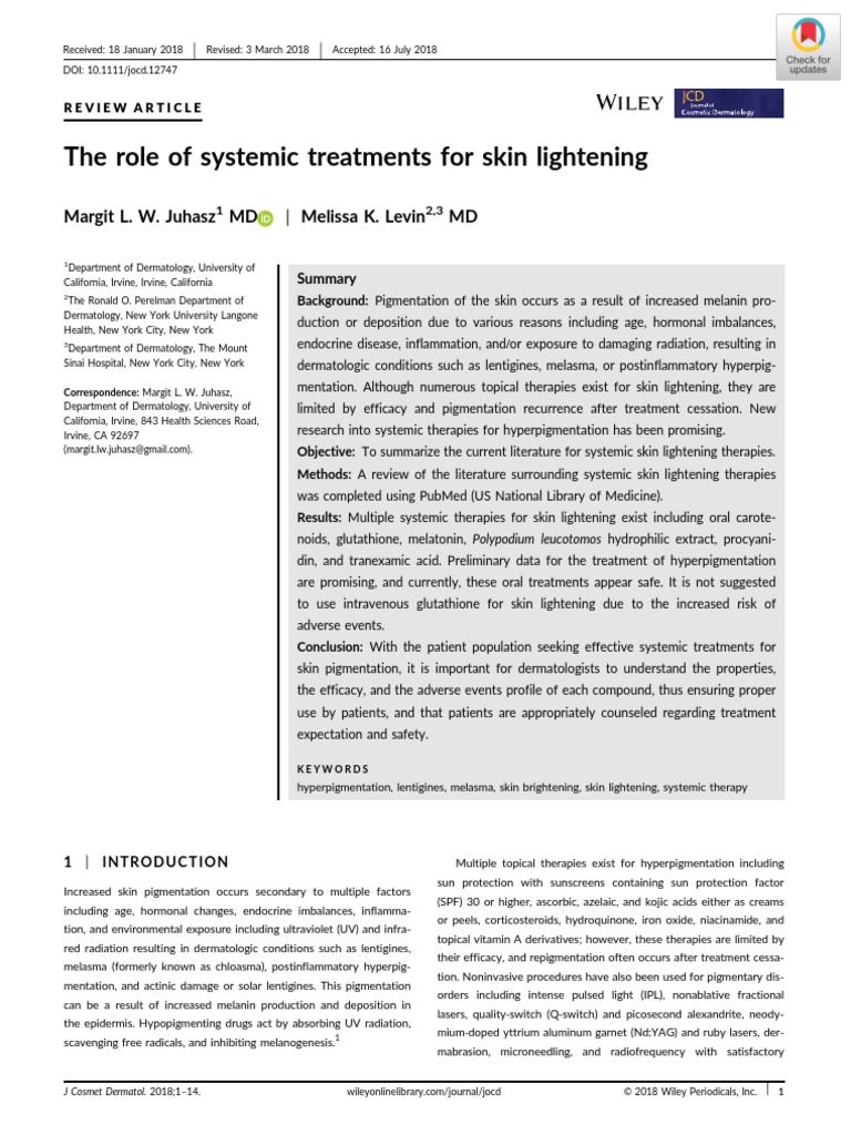 The Role of Systemic Treatments For Skin Lightening: Margit L. W ...