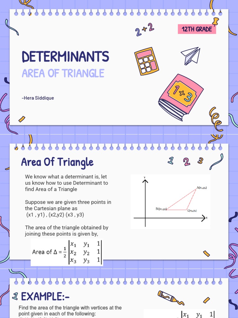 Area of Triangle - Determinants | PDF | Teaching Methods & Materials ...
