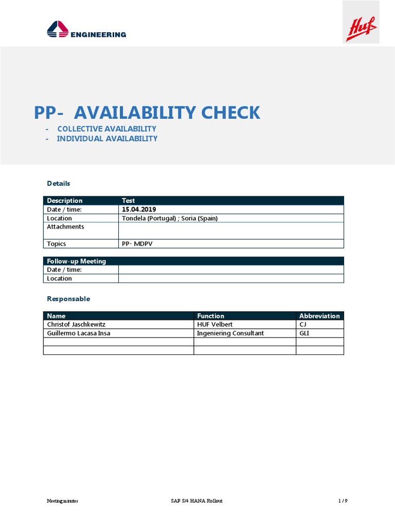 Pp-Availability Check: - Collective Availability - Individual ...