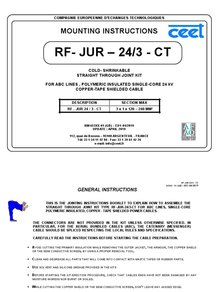 RF-JUR-24/3-CT Joint Kit Instructions | PDF | Electrical Connector ...