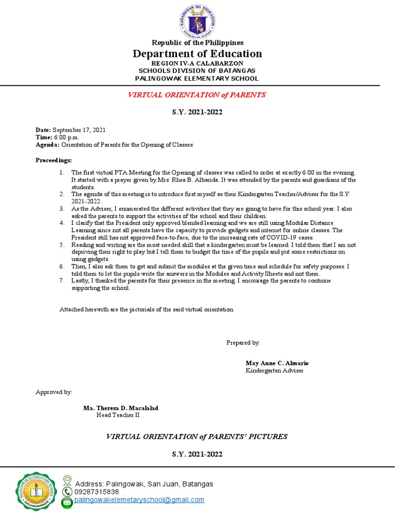 Opening of Classes and Orientation | PDF