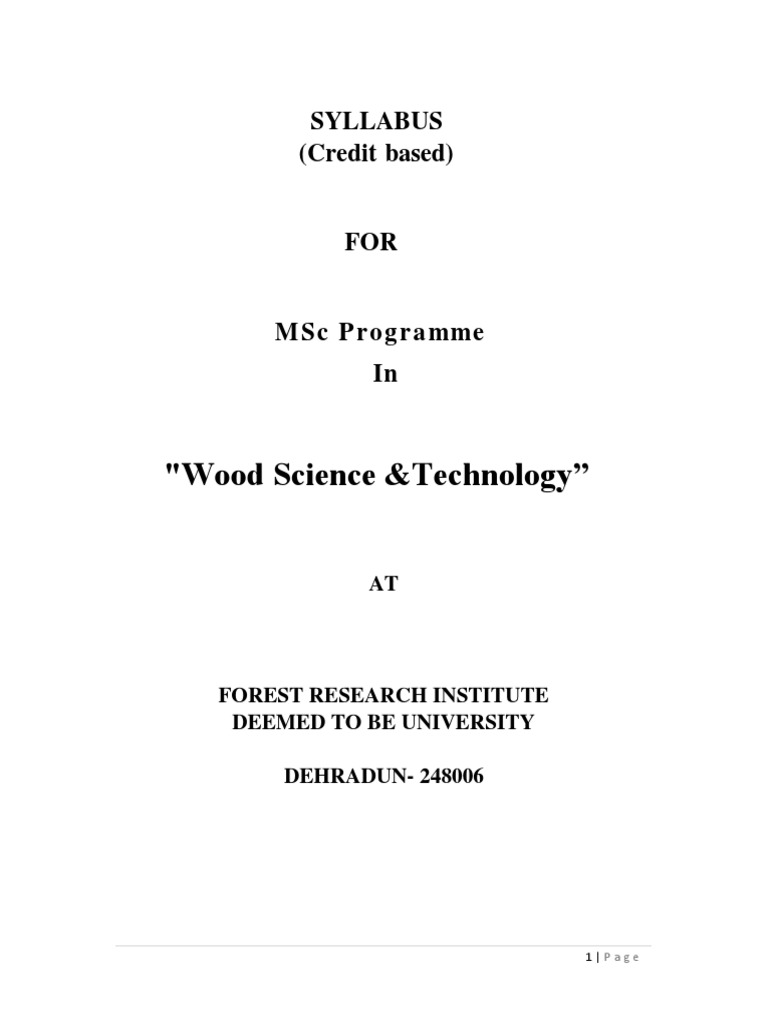"Wood Science &technology": Syllabus (Credit Based) | PDF | Adhesive | Wood