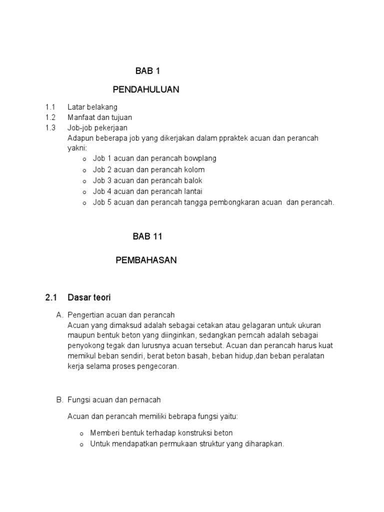 Praktik Acuan dan Perancah Beton | PDF