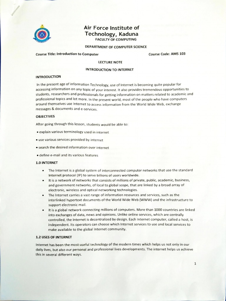 Ams 103 Internet Handout | PDF | Digital Subscriber Line | Internet