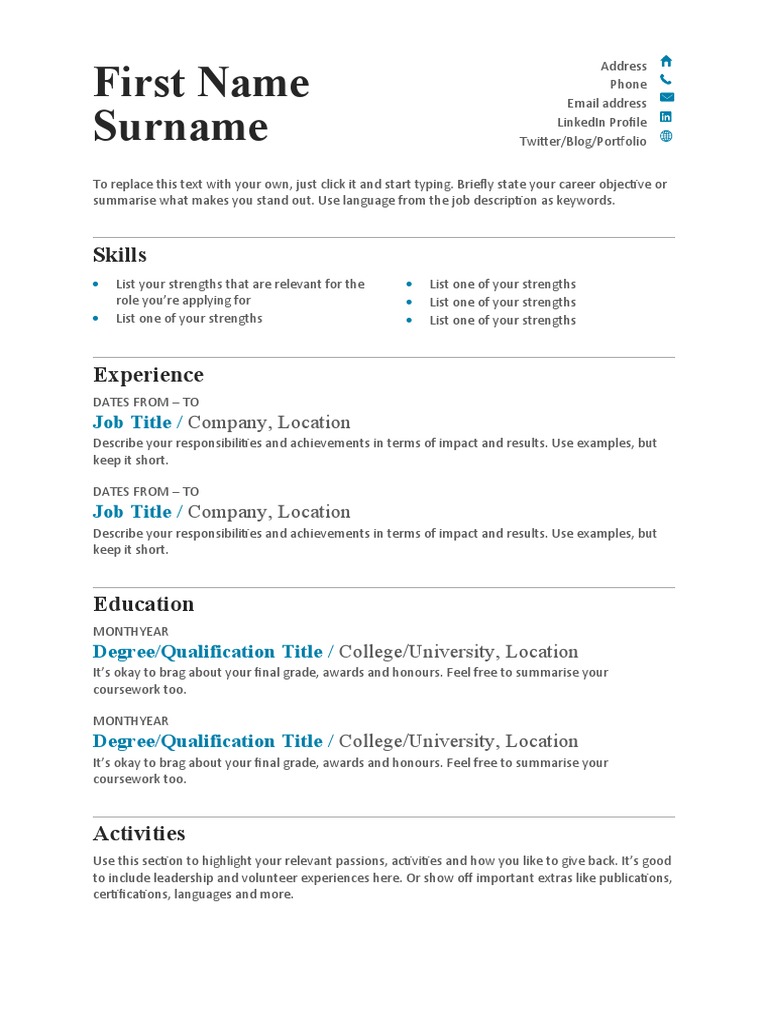 CV Template 2 | PDF