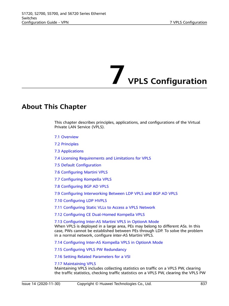 01-07 VPLS Configuration | PDF | Networking | Multiprotocol Label Switching