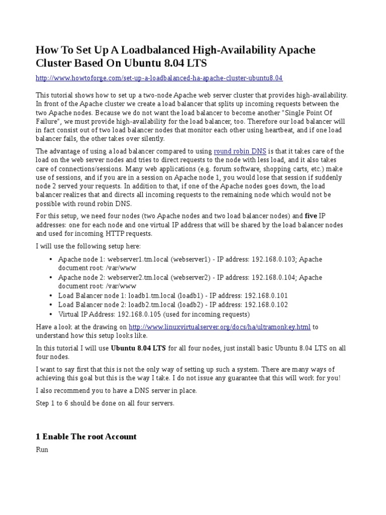 Load Balanced High-Availability Apache Cluster | PDF | Load Balancing (Computing) | Advanced ...