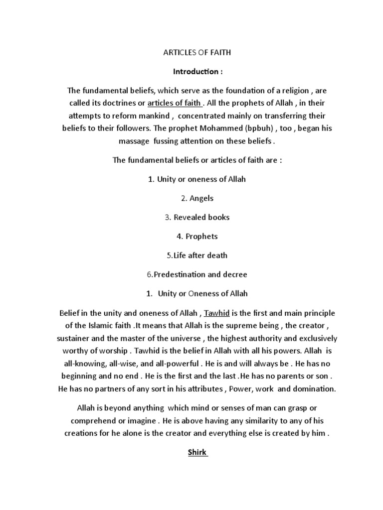 Pillars of Islam and Articles of Faith | PDF | Prophets And Messengers ...
