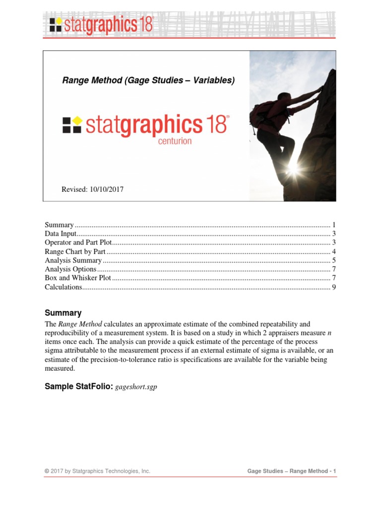 MSA - Range Method - Gage - Studies - Range - Method | PDF | Standard Deviation | Engineering ...
