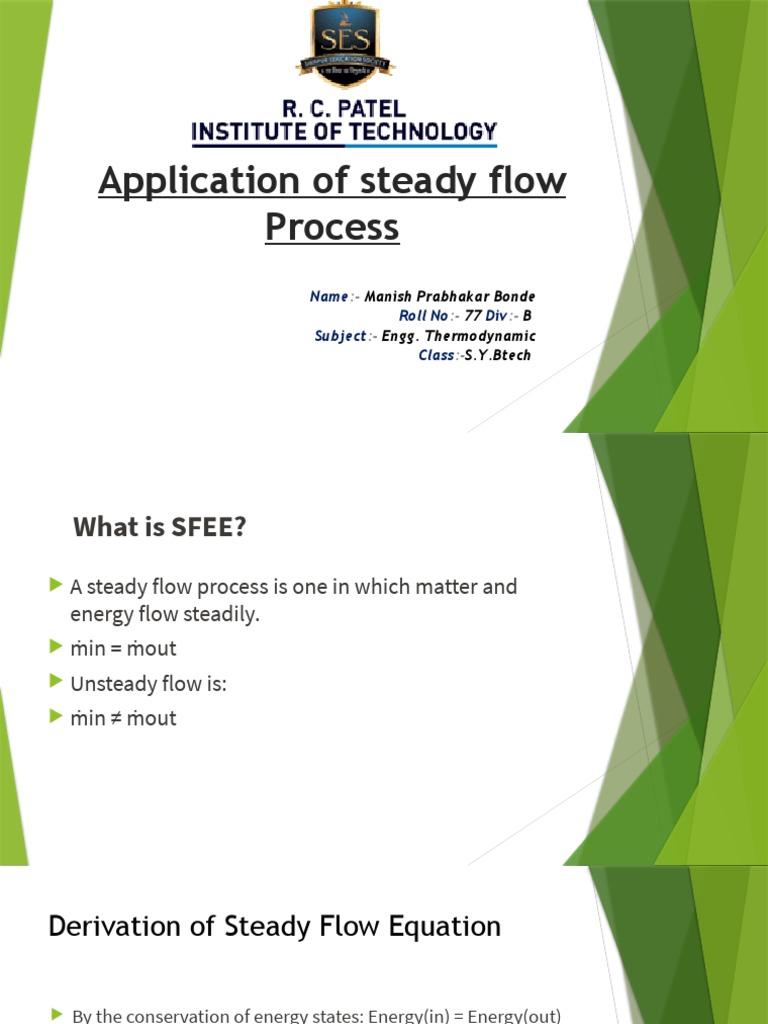 Application of Steady Flow Process | PDF