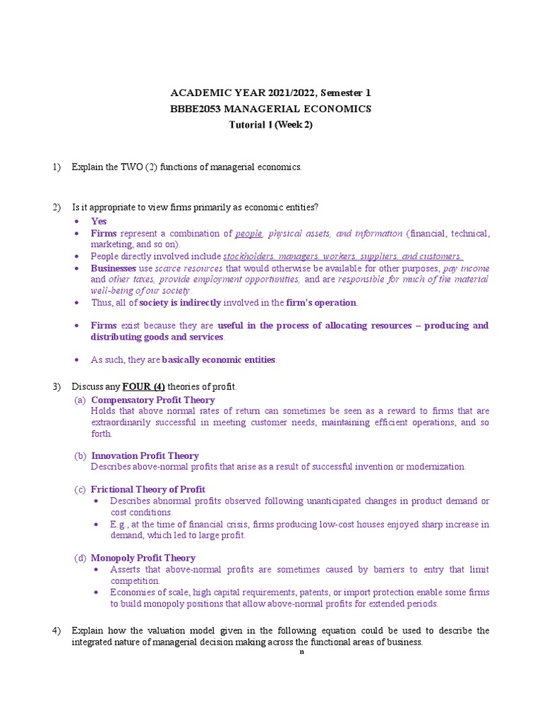 Managerial Economics: Key Concepts and Costs | PDF | Profit (Economics ...