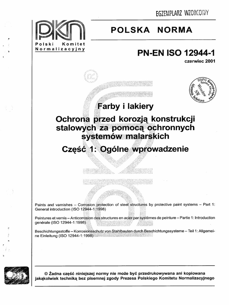 PN-EN ISO 12944-1 Farby I Lakiery. Część 1. Ogólne Wprowadzenie | PDF