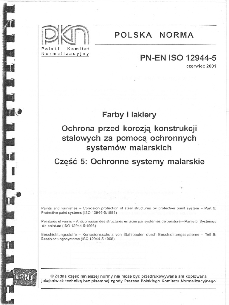 PN-EN ISO 12944-5 Farby I Lakiery. Część 5. Ochronne Systemy Malarskie ...