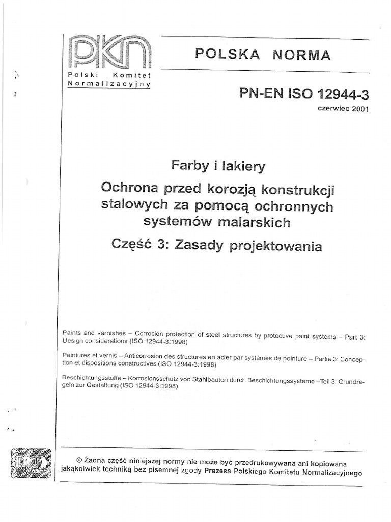 PN-EN ISO 12944-3 Farby I Lakiery. Część 3. Zasady Projektowania | PDF
