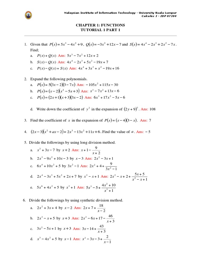 Tutorial 1 Part 1 With Answers | PDF | Discrete Mathematics | Combinatorics Tutorial 1 Part 1 With Answers | PDF | Discrete Mathematics | Combinatorics