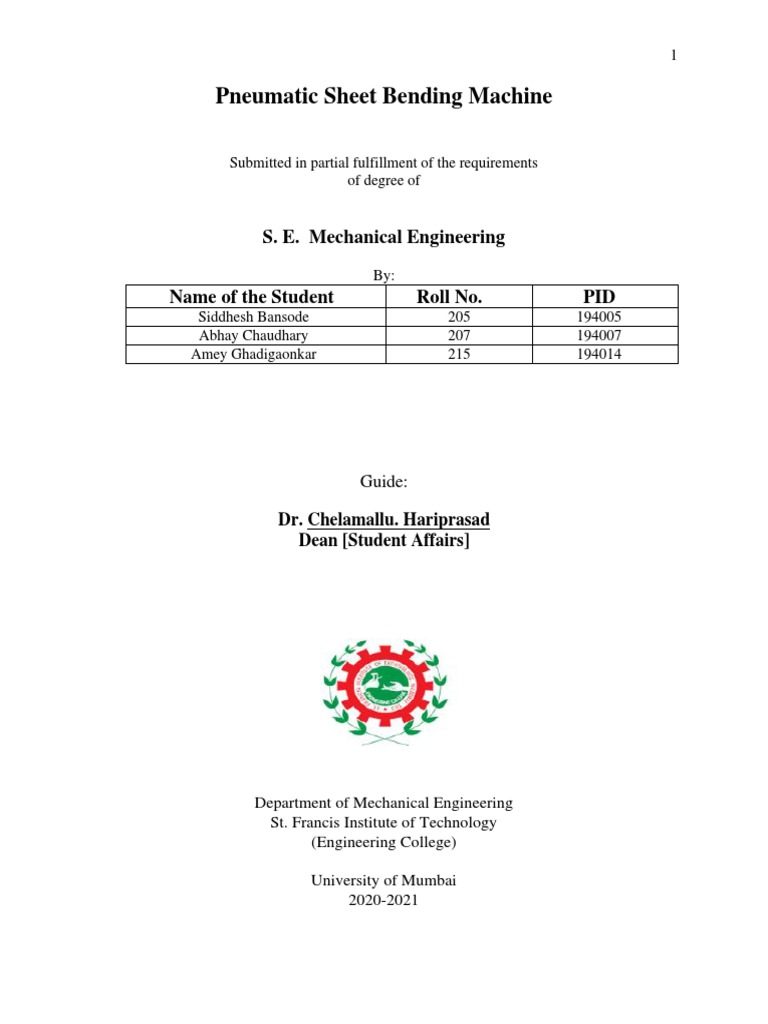 Pneumatic Sheet Metal Bending Machine | PDF | Sheet Metal | Mechanical ...
