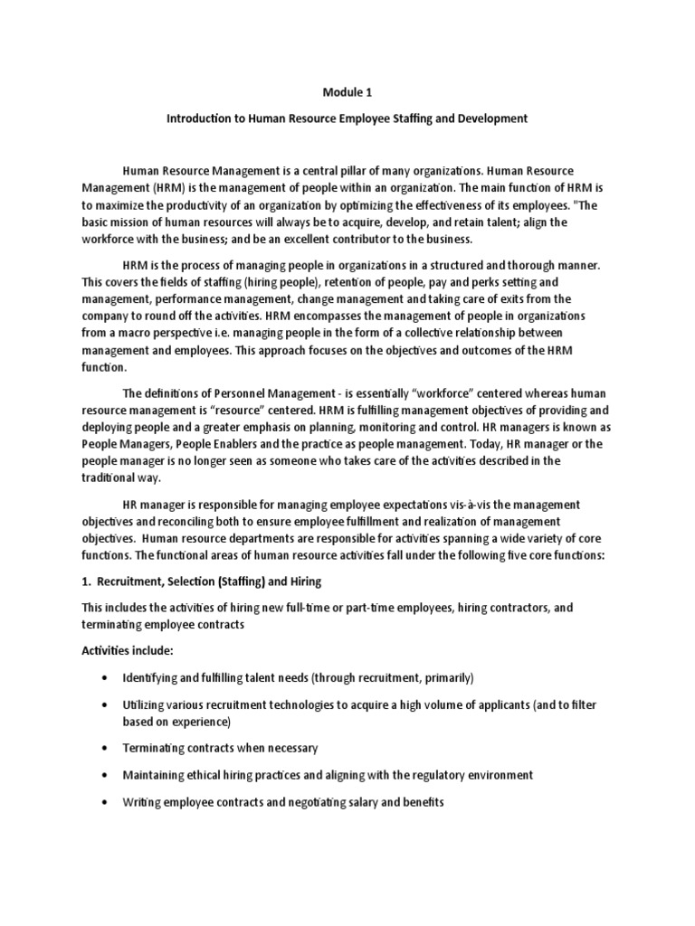 Introduction To Human Resource Employee Staffing and Development | PDF ...