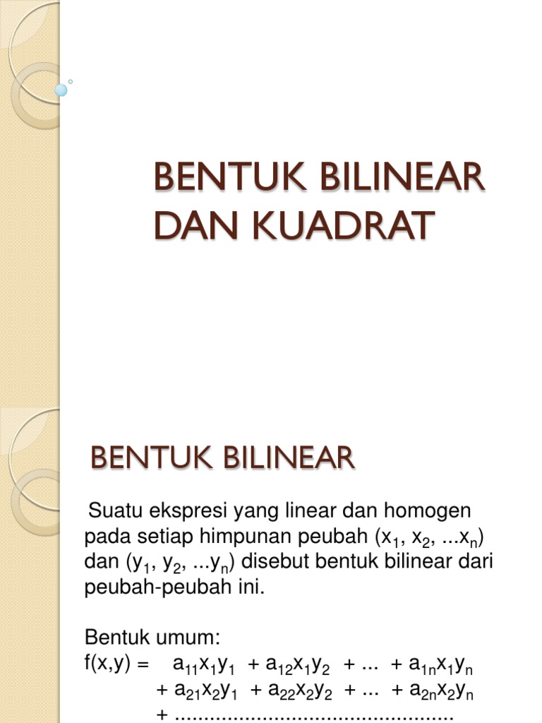 Bentuk Bilinier Dan Kuadratik | PDF