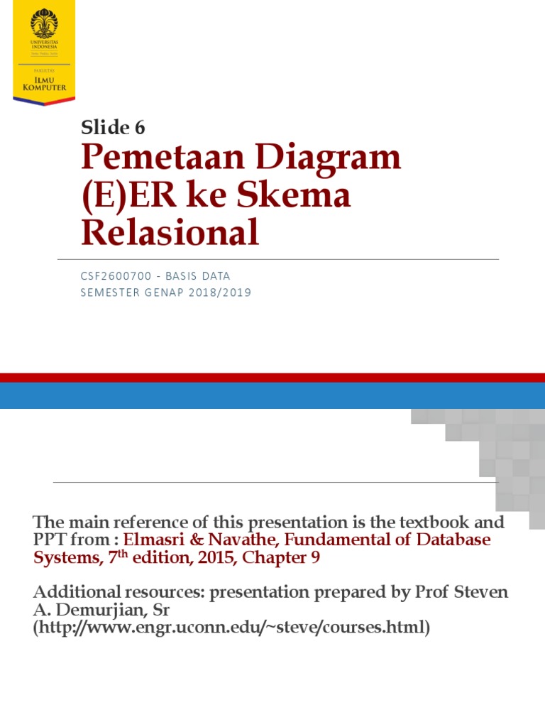 172 - Slide 6 - Pemetaan ER-EER Ke Model Relasional | PDF | Karier & Perkembangan | Komputer