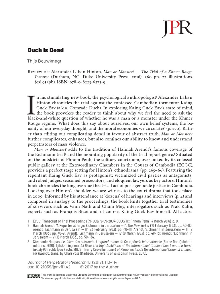 Duch Is Dead Book Review Alexander Laban Hinton Ma | PDF | Khmer Rouge ...