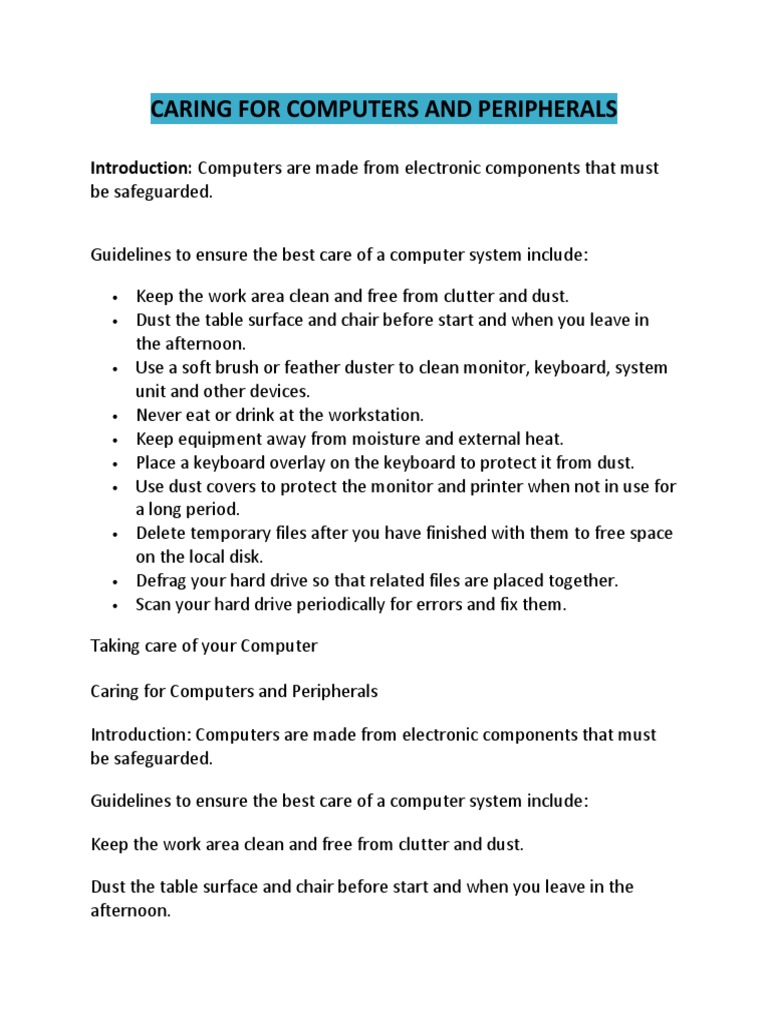 Caring For Computers and Peripherals | PDF