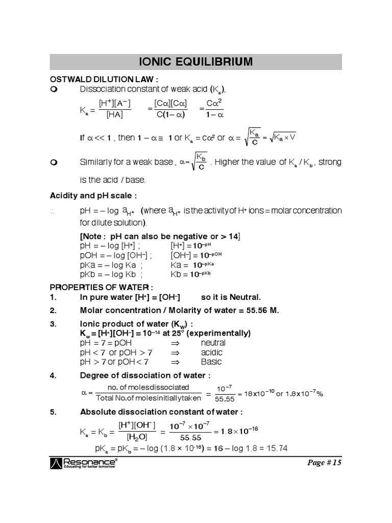 Ionic Equilibrium | PDF