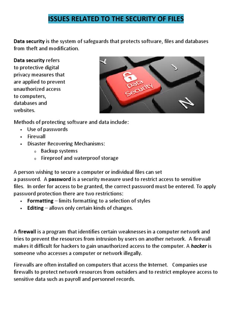 Issues Related To The Security of Files | PDF | Backup | Computer File
