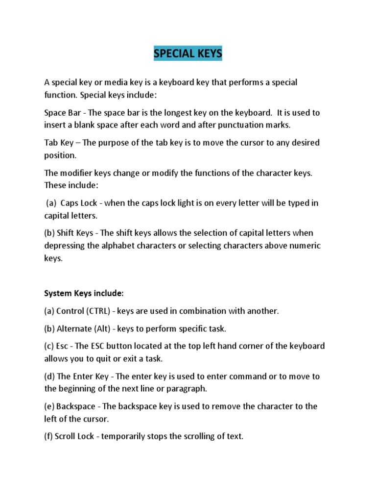 Edpm - Parts of A Keyboard | Download Free PDF | Computer Keyboard ...