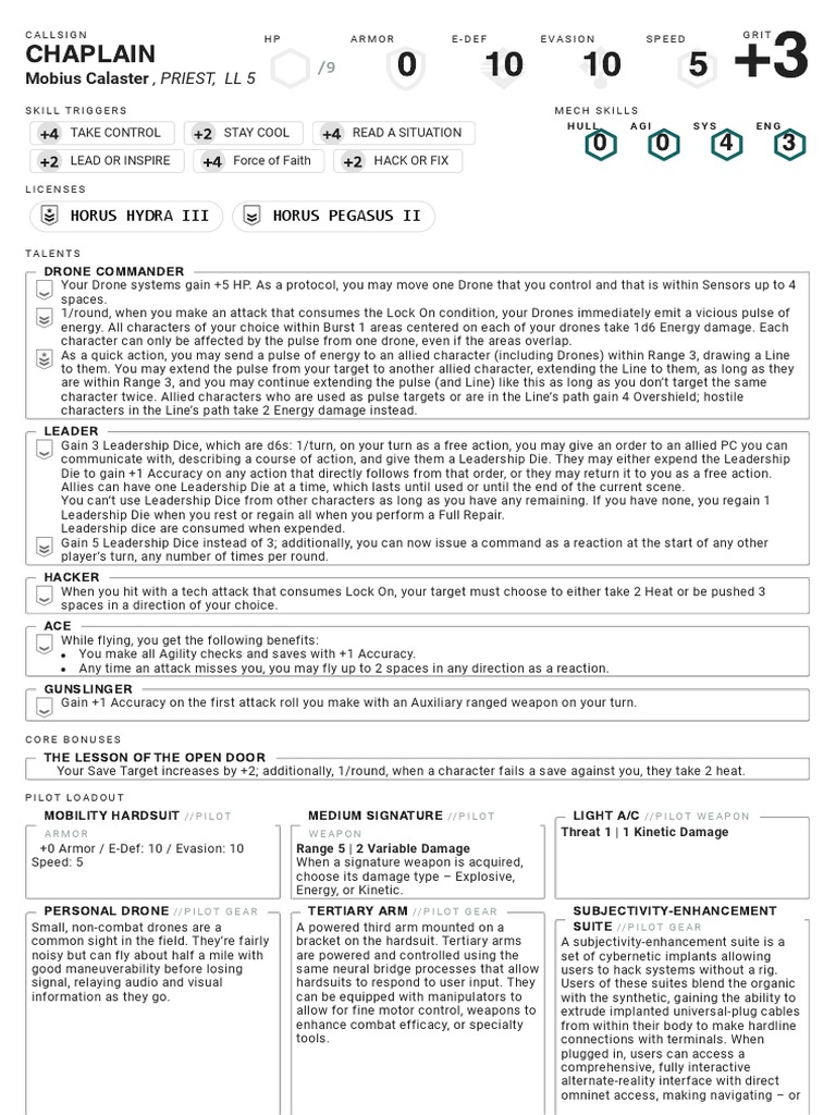 Mech Pilot Gear and Abilities Guide | PDF