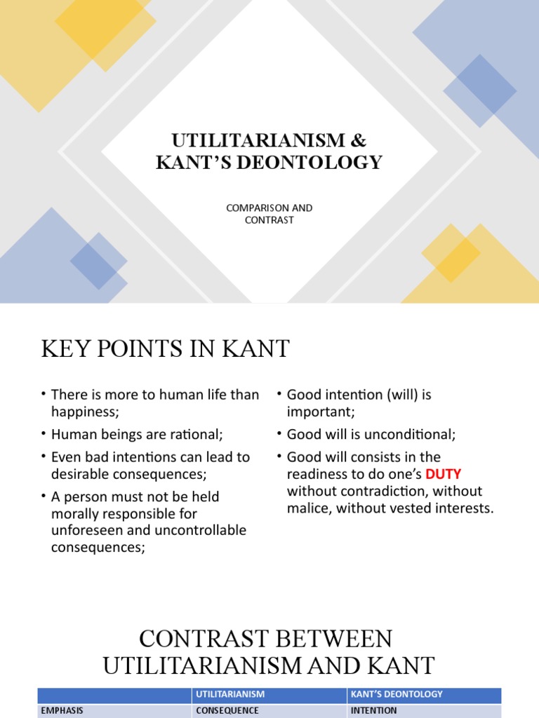 Utilitarianism & Kant's Deontology | PDF | Utilitarianism | Social ...