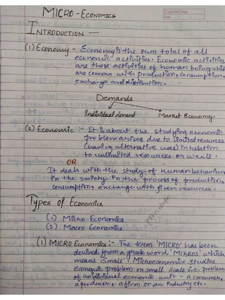 Handwritten Notes of Microeconomics | PDF