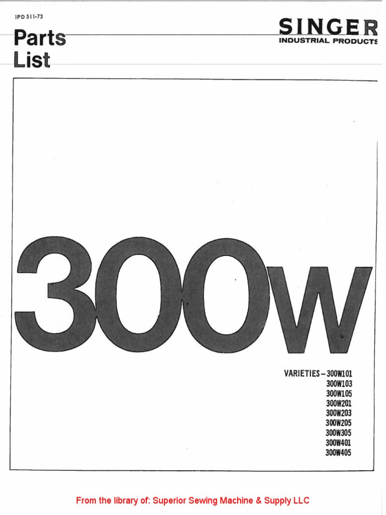 Singer 300W Parts List and Updates | PDF | Sewing Machine | Screw