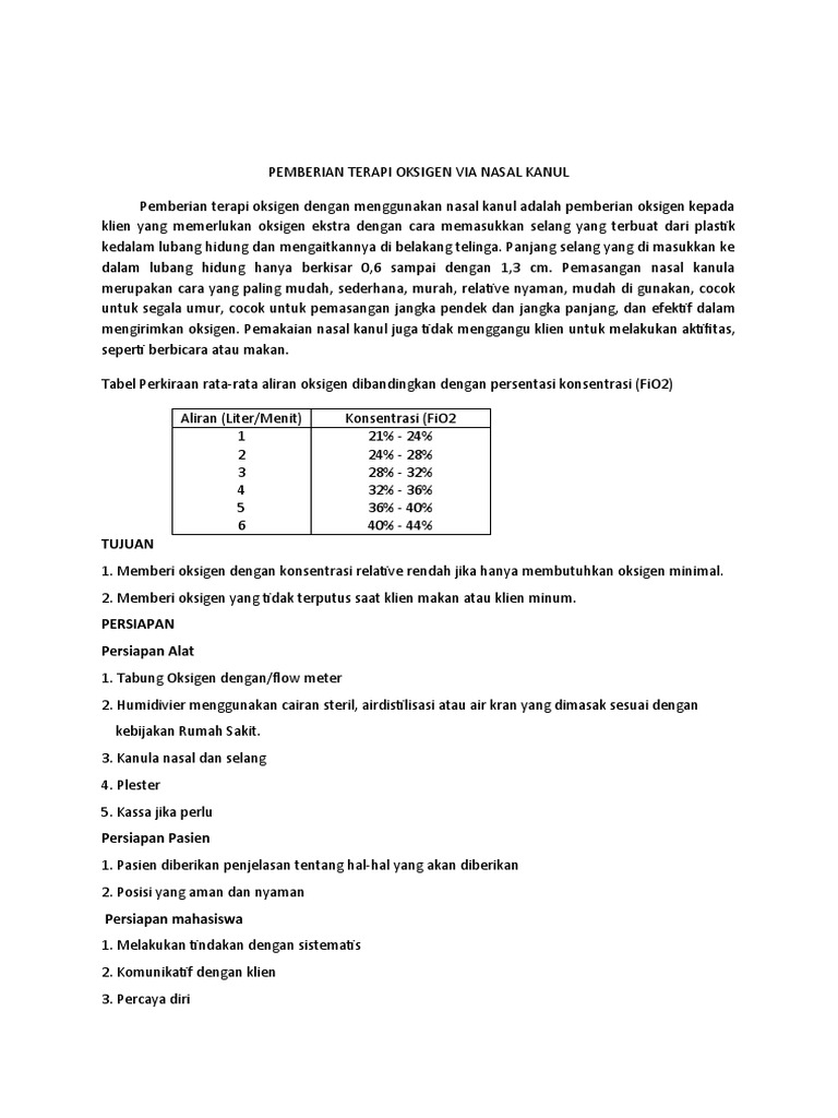 Pemberian Terapi Oksigen | PDF | Kesehatan Holistik | Teknologi & Rekayasa