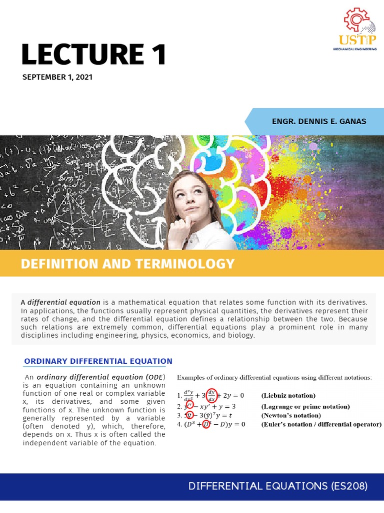 Es 208 - Lectures 1-3 | PDF | Differential Equations | Equations