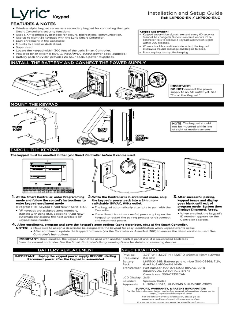 Honeywell Lyric Keypad Installation Manual | PDF | Menu (Computing) | Radio