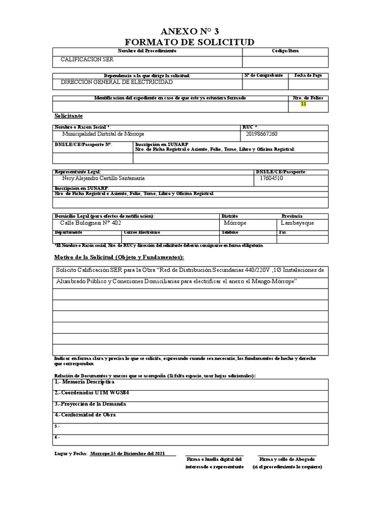 Formato de Solicitud Anexo 03 | PDF