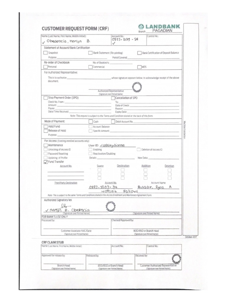 Customer Request Form (CRF) | PDF