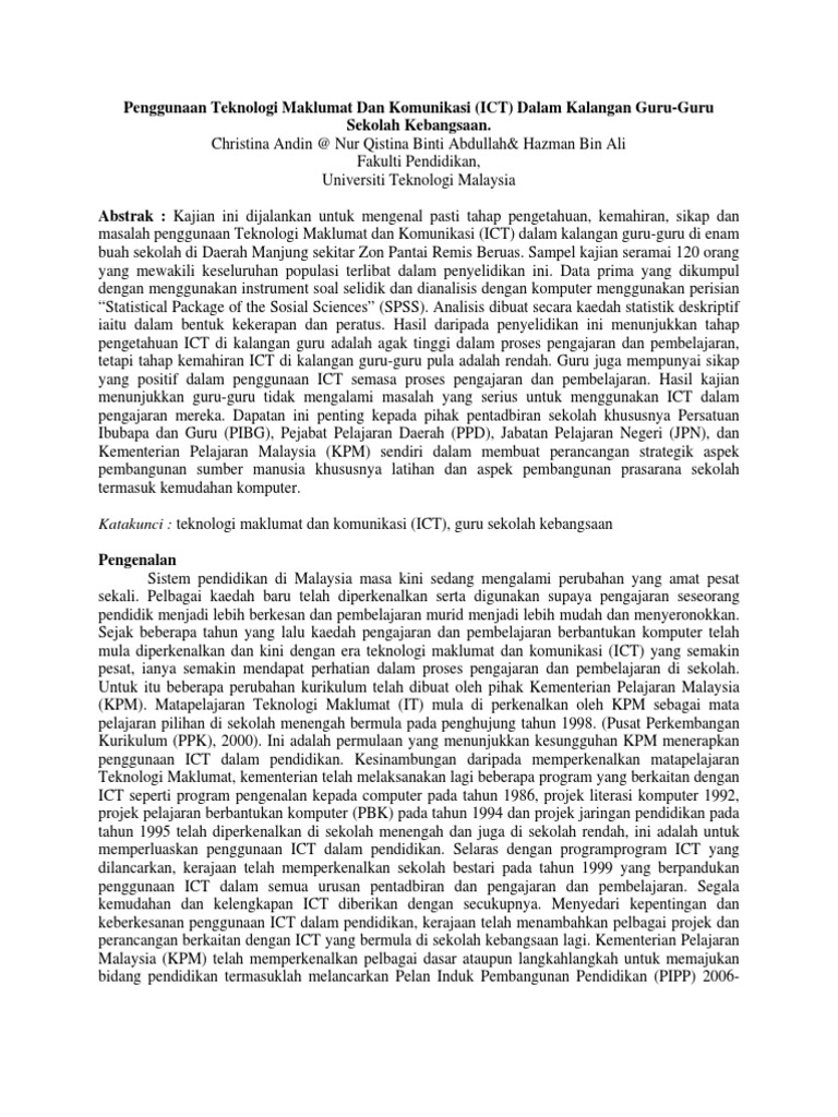 Penggunaan Teknologi Maklumat Dan Komunikasi | PDF